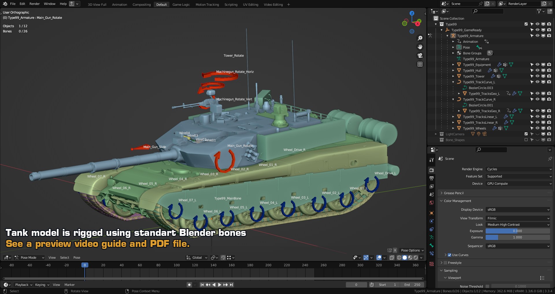 Rigged Type 99 Tank GameReady LODs 3D model - TurboSquid 2134254