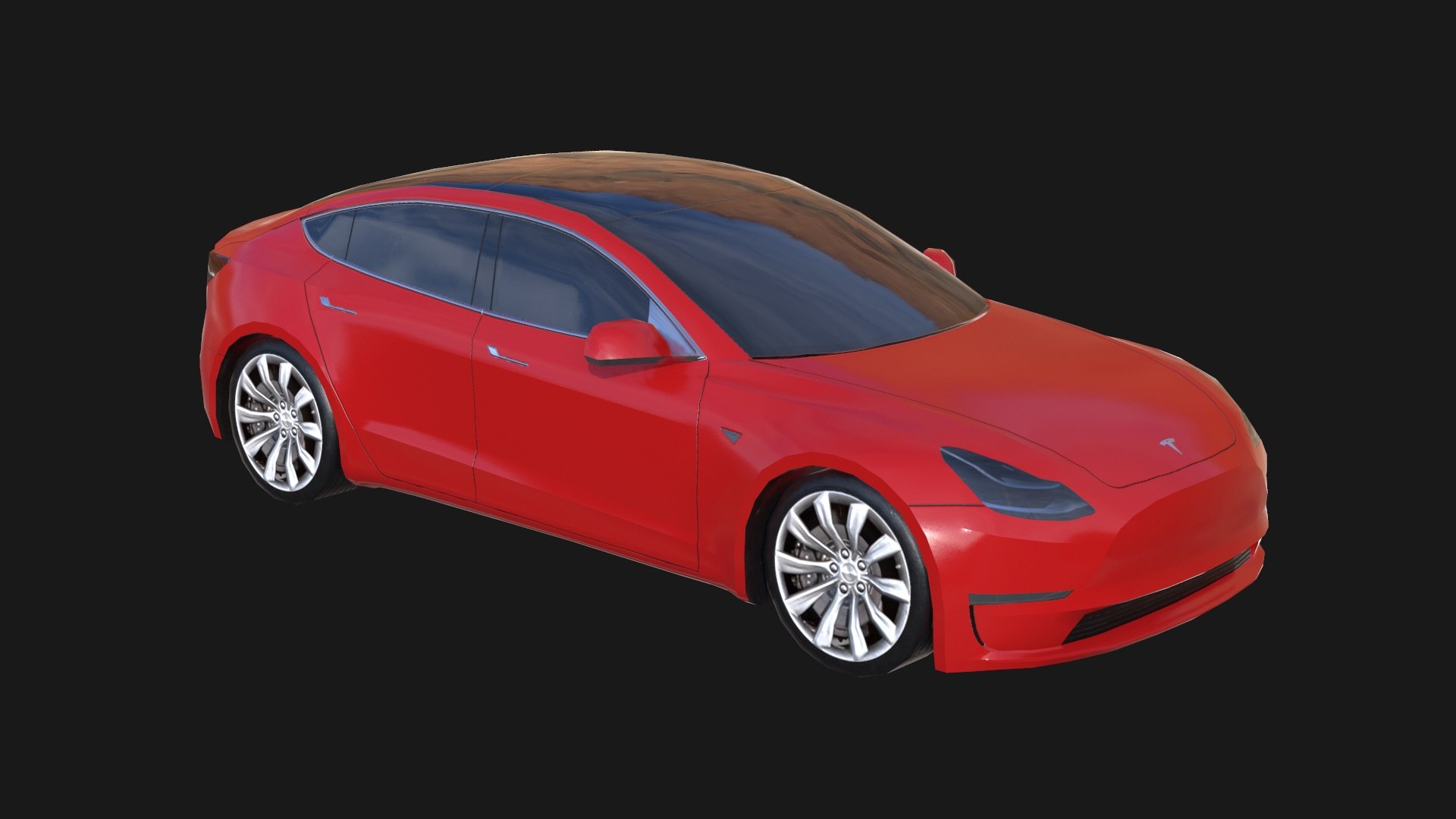 Electric Sedan Tesla 3 3d Model