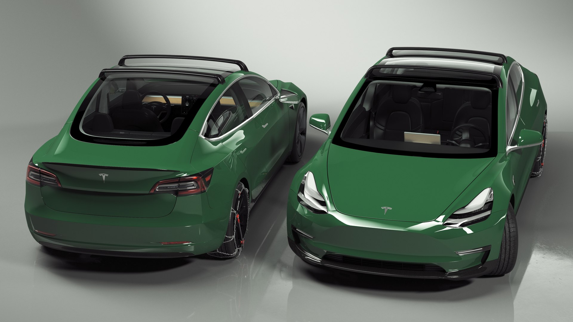 Tesla Model 3 with Wheel and Roof Accessories Rigged 3D model ...