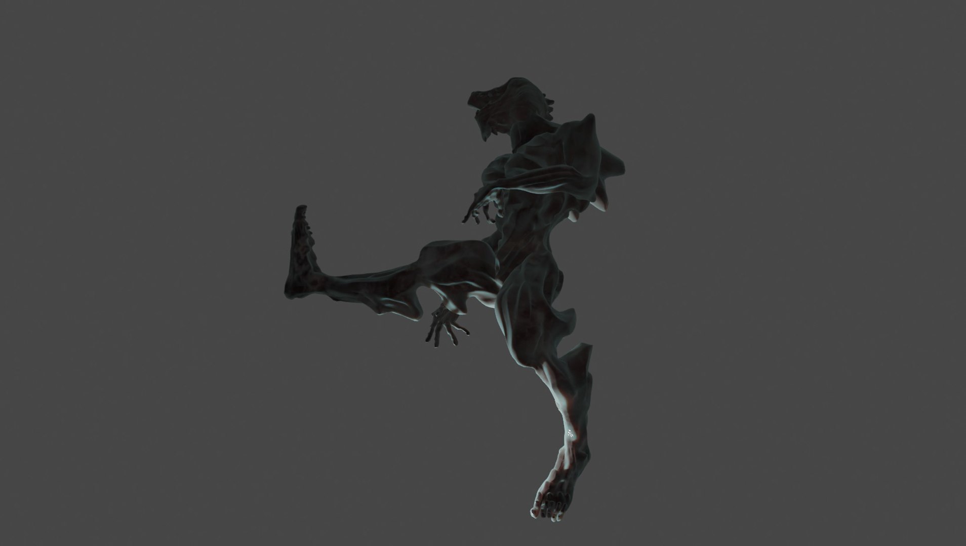 3D model Darkoid reptile humanoid monster statue 4 poses included ...
