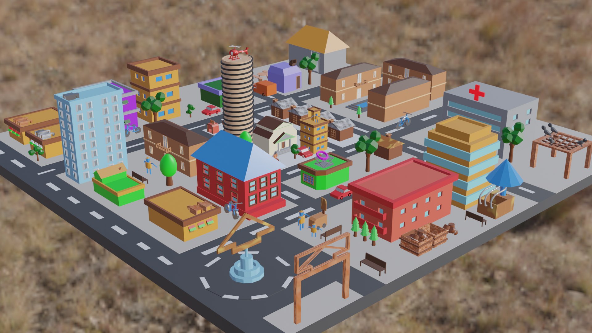 3D Low Poly City Model - TurboSquid 2242477