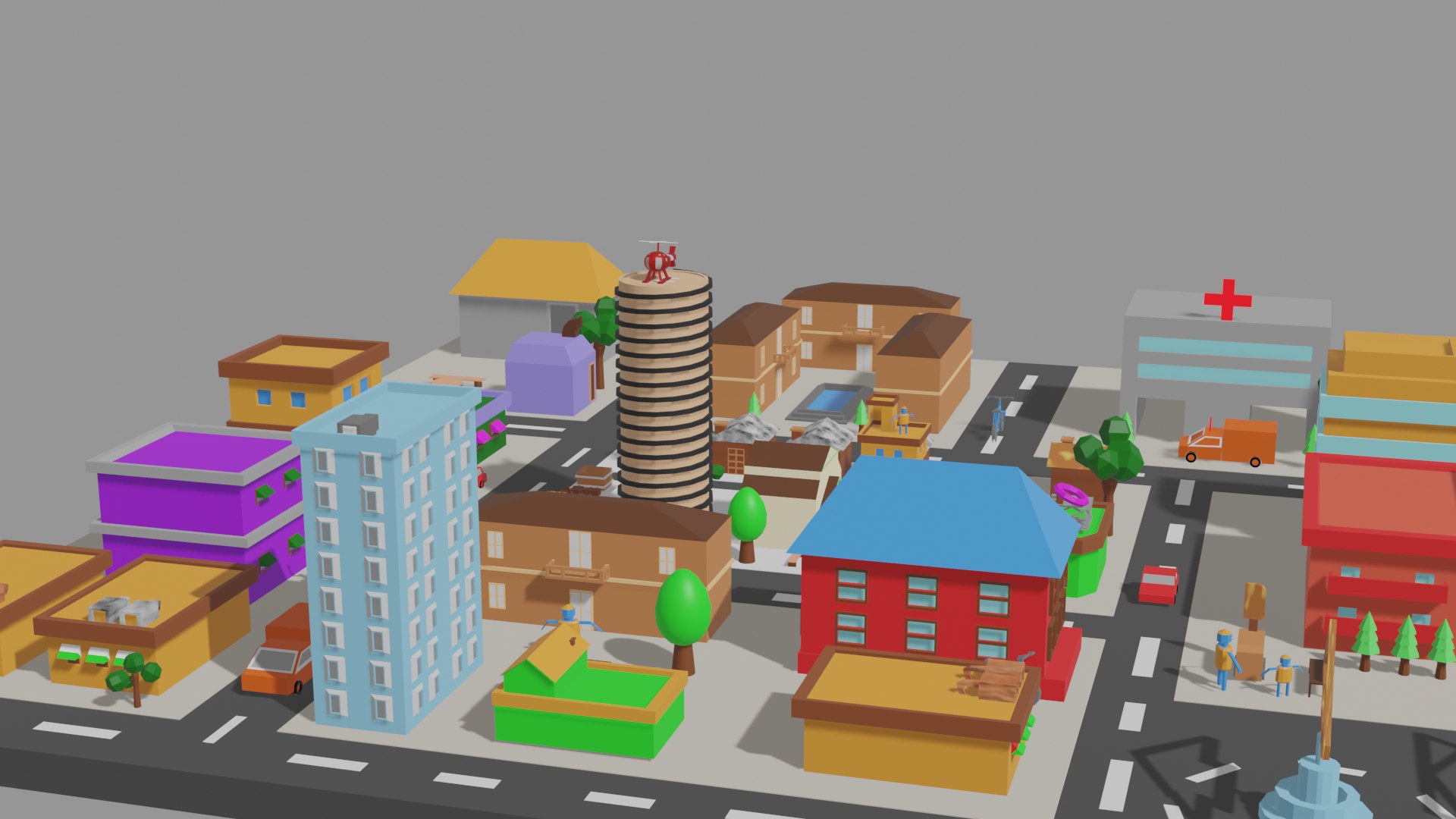 3D Low Poly City Model - TurboSquid 2242477