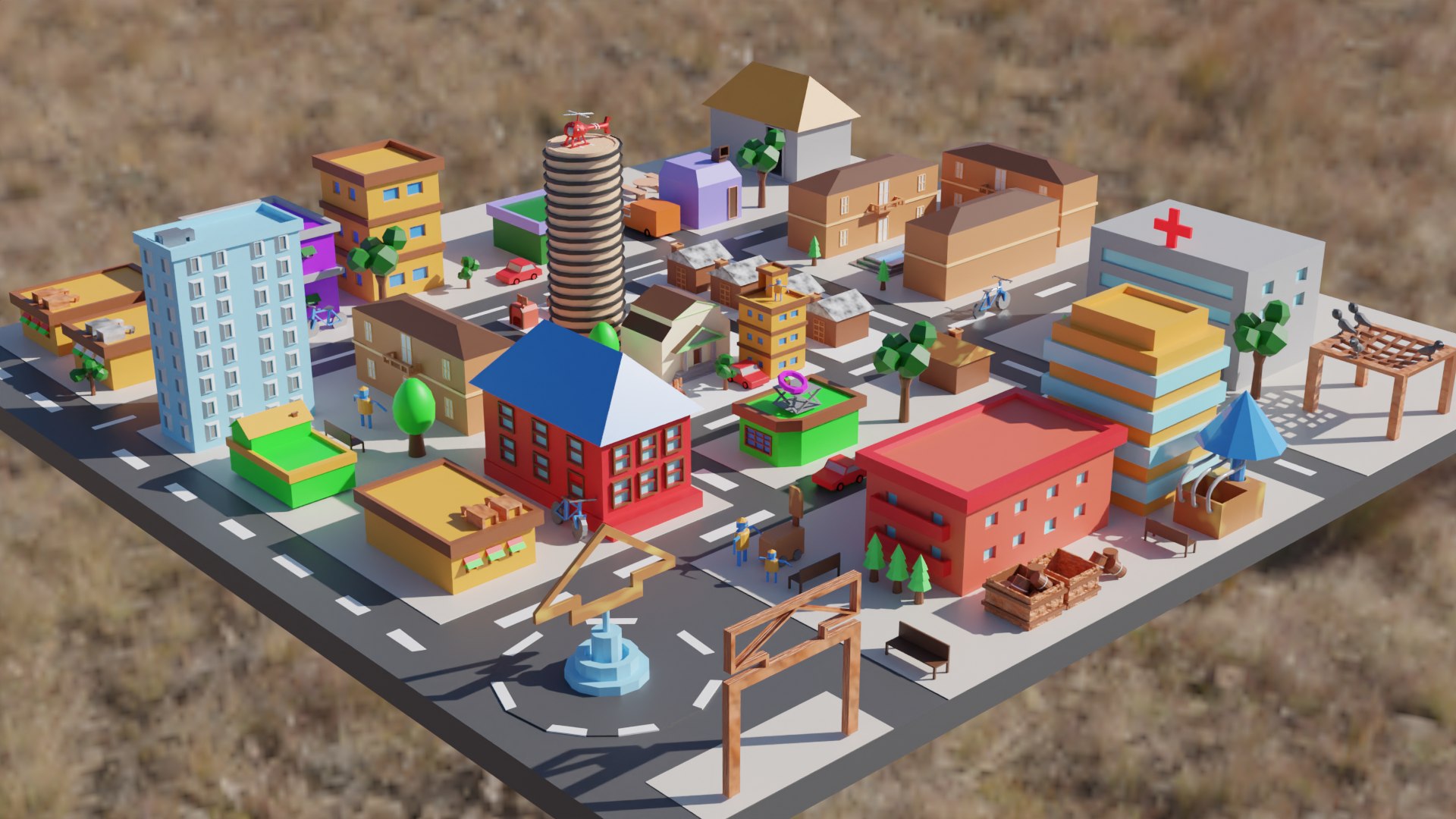 3D Low Poly City Model - TurboSquid 2242477