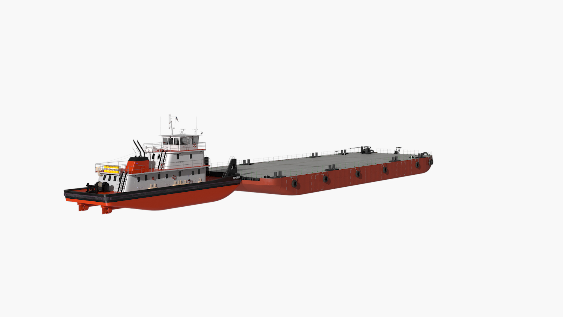 3D Model Tugboat With Pontoon Barge - TurboSquid 2342559