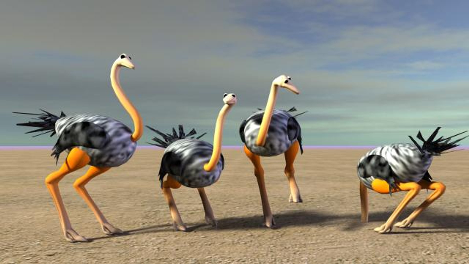 3d Model Ostrich Animation