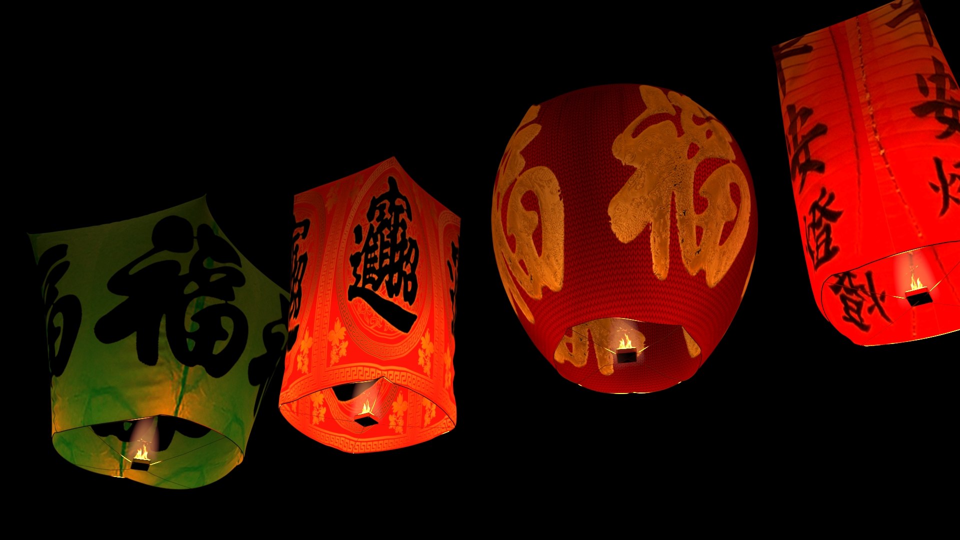 3D Model Chinese Red Sky Lantern - TurboSquid 2130870