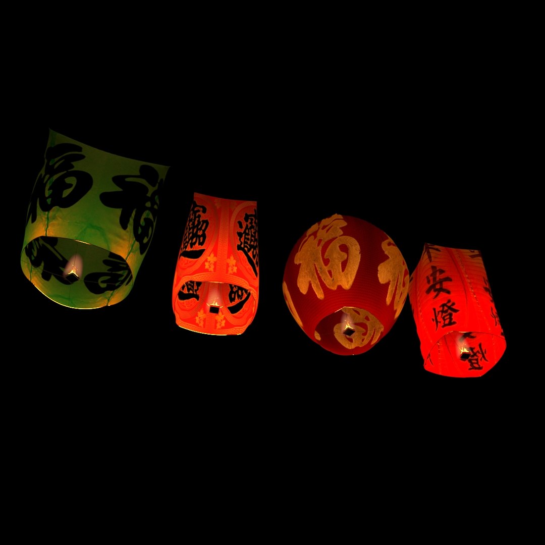 3D Model Chinese Red Sky Lantern - TurboSquid 2130870
