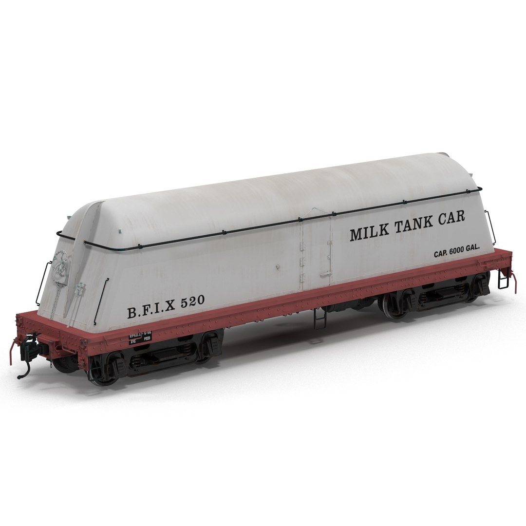 milk tank car modeled 3d model