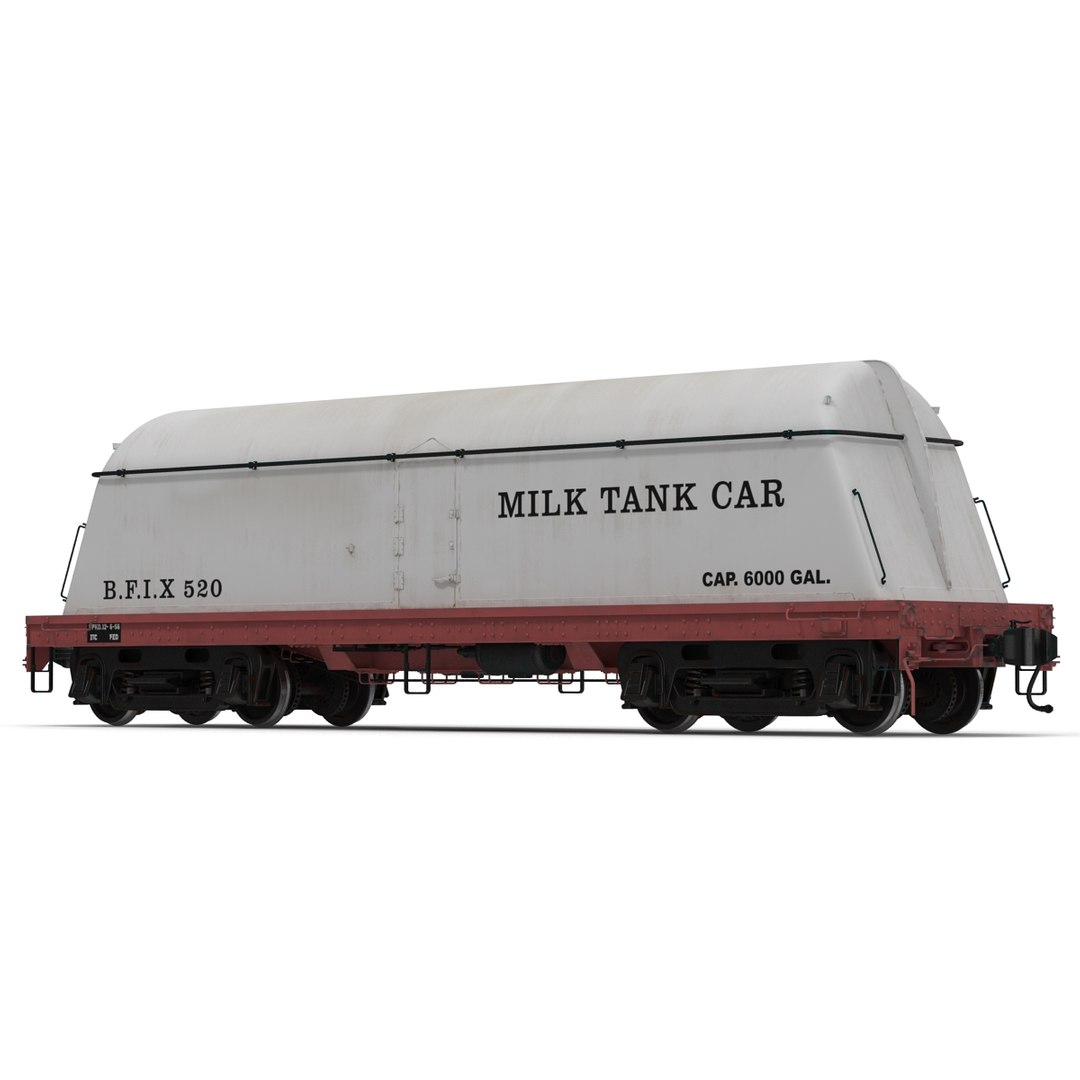 milk tank car modeled 3d model