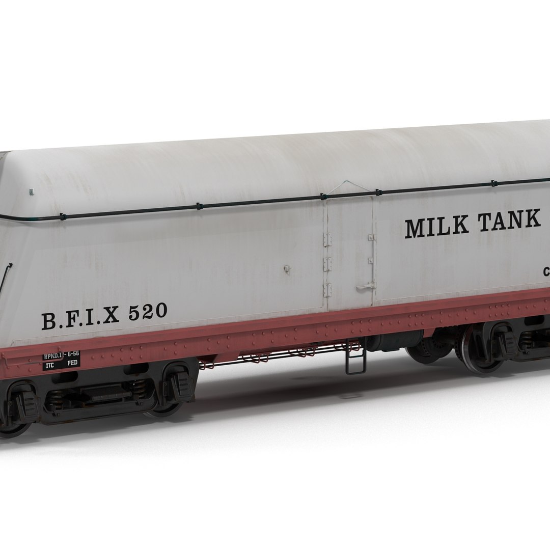 milk tank car modeled 3d model