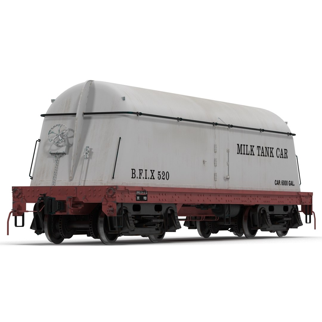 milk tank car modeled 3d model