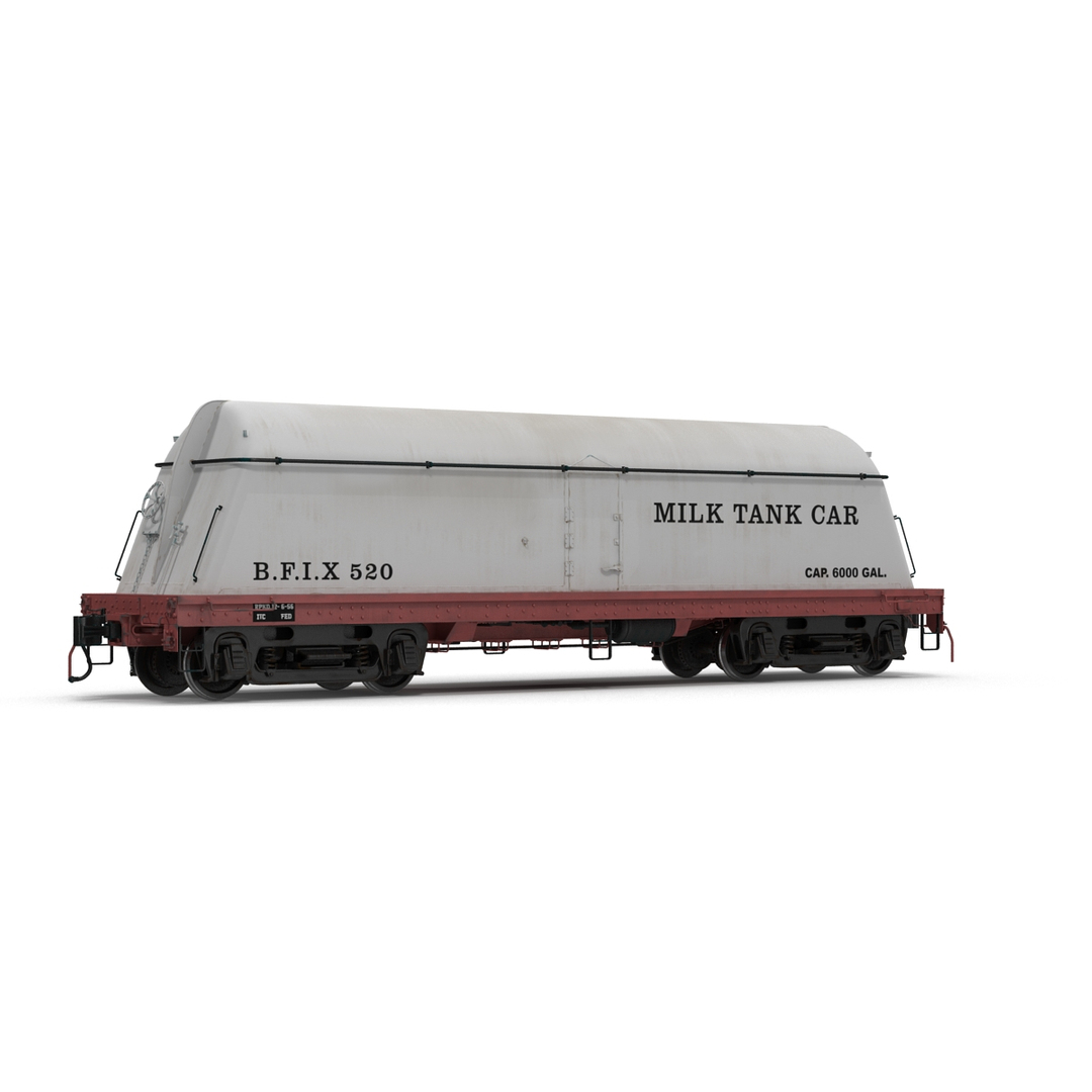 milk tank car modeled 3d model