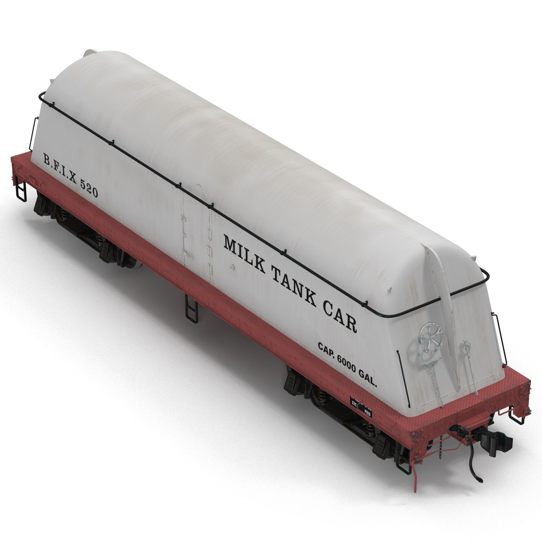 milk tank car modeled 3d model