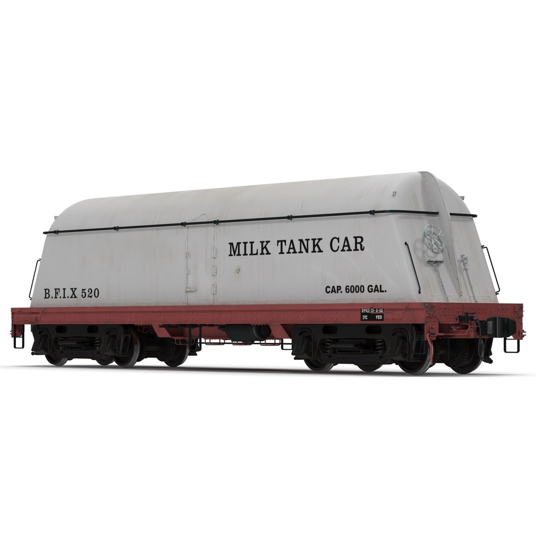 milk tank car modeled 3d model