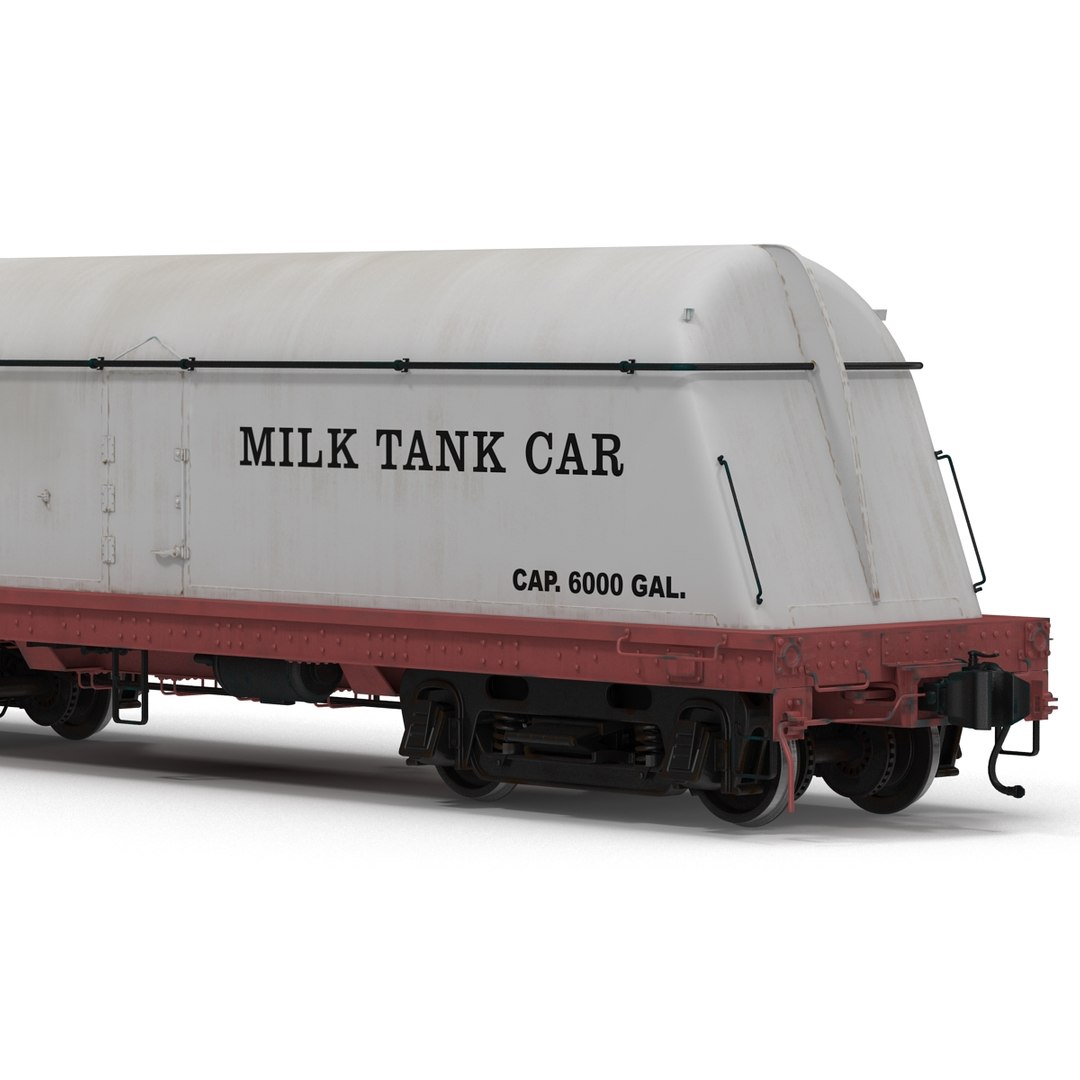 milk tank car modeled 3d model