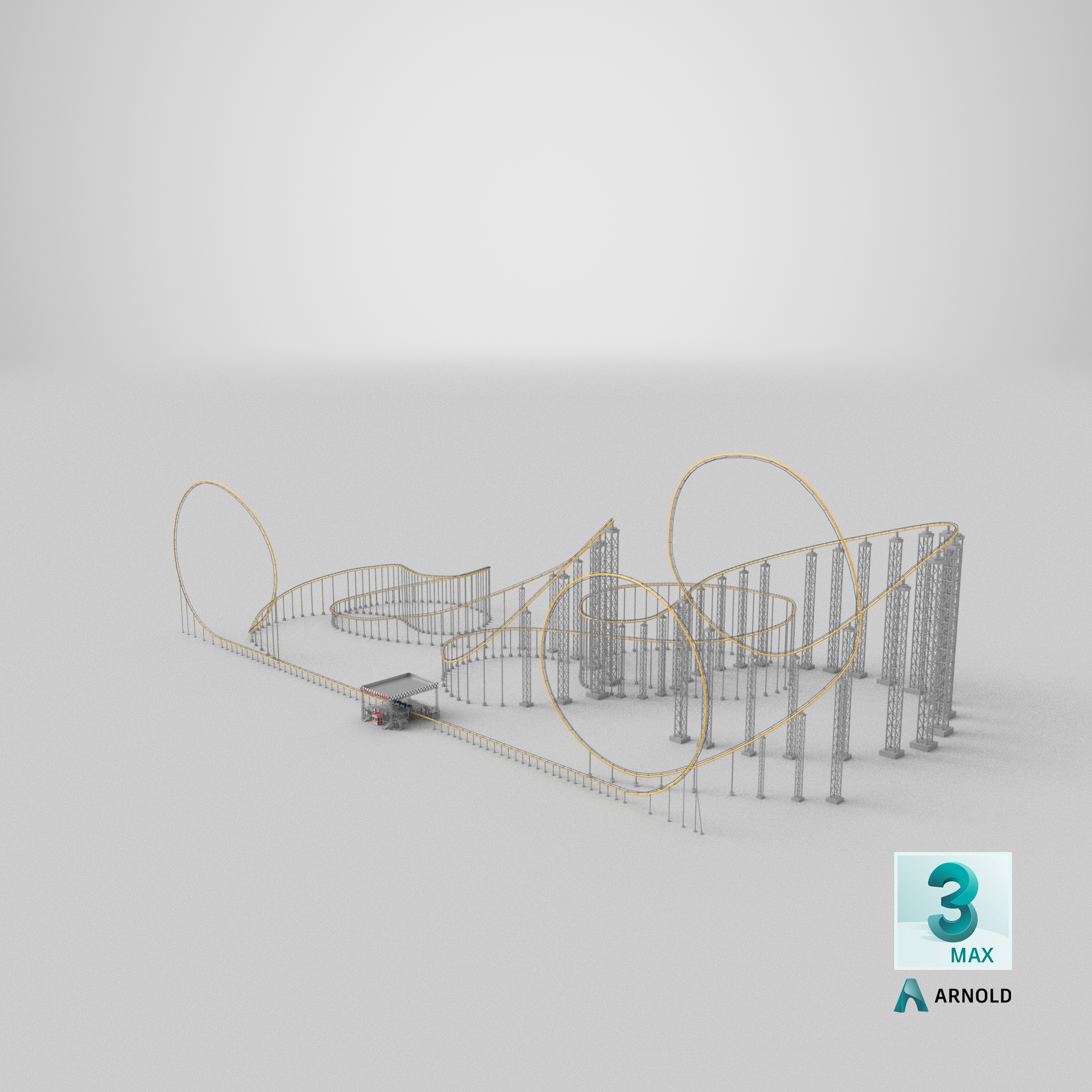 Full Roller Coaster 3D model - TurboSquid 1938341