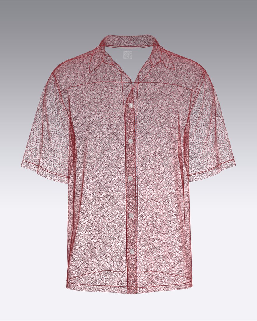 Relaxed Fit Crochet Red Shirt For Men Short Sleeves Button-up Front ...