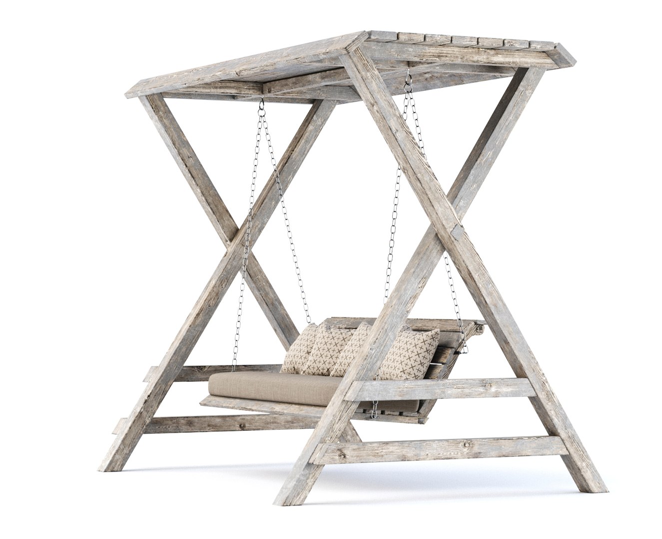 3D Wooden Double-Seater Garden Swing - TurboSquid 1999012