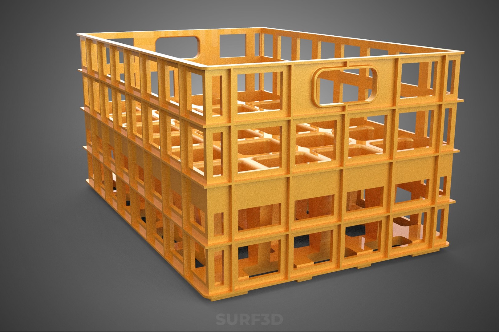 YELLOW BOTTLE SOFTDRINK CARRIER PLASTIC CRATE BOX CONTAINER RACK 3D ...