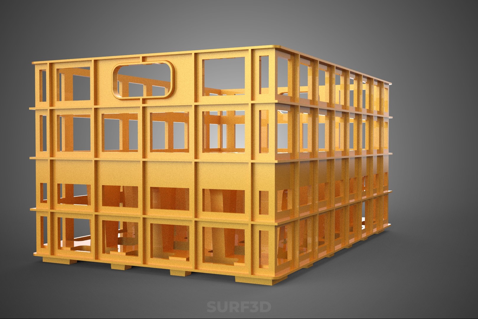 YELLOW BOTTLE SOFTDRINK CARRIER PLASTIC CRATE BOX CONTAINER RACK 3D ...