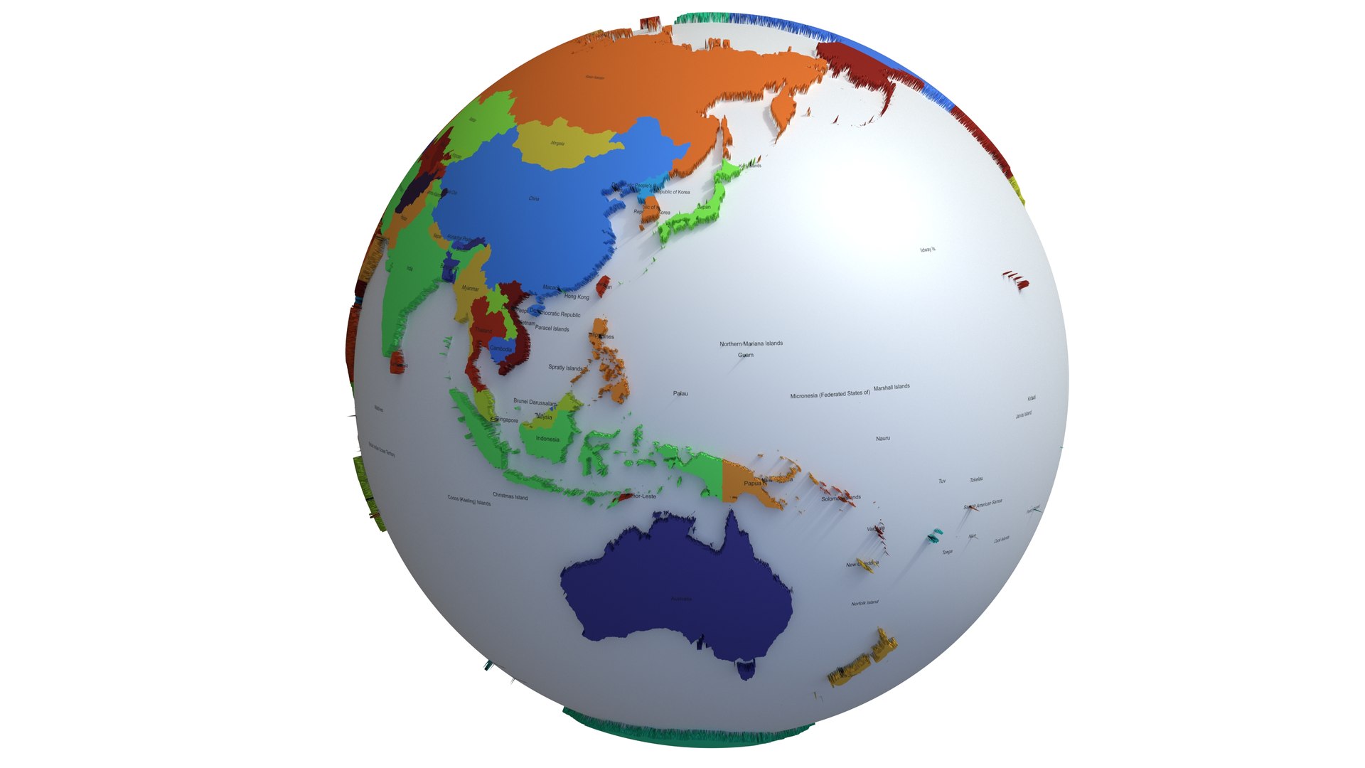 3D Earth Countries With Names 3D Globe - TurboSquid 2347387