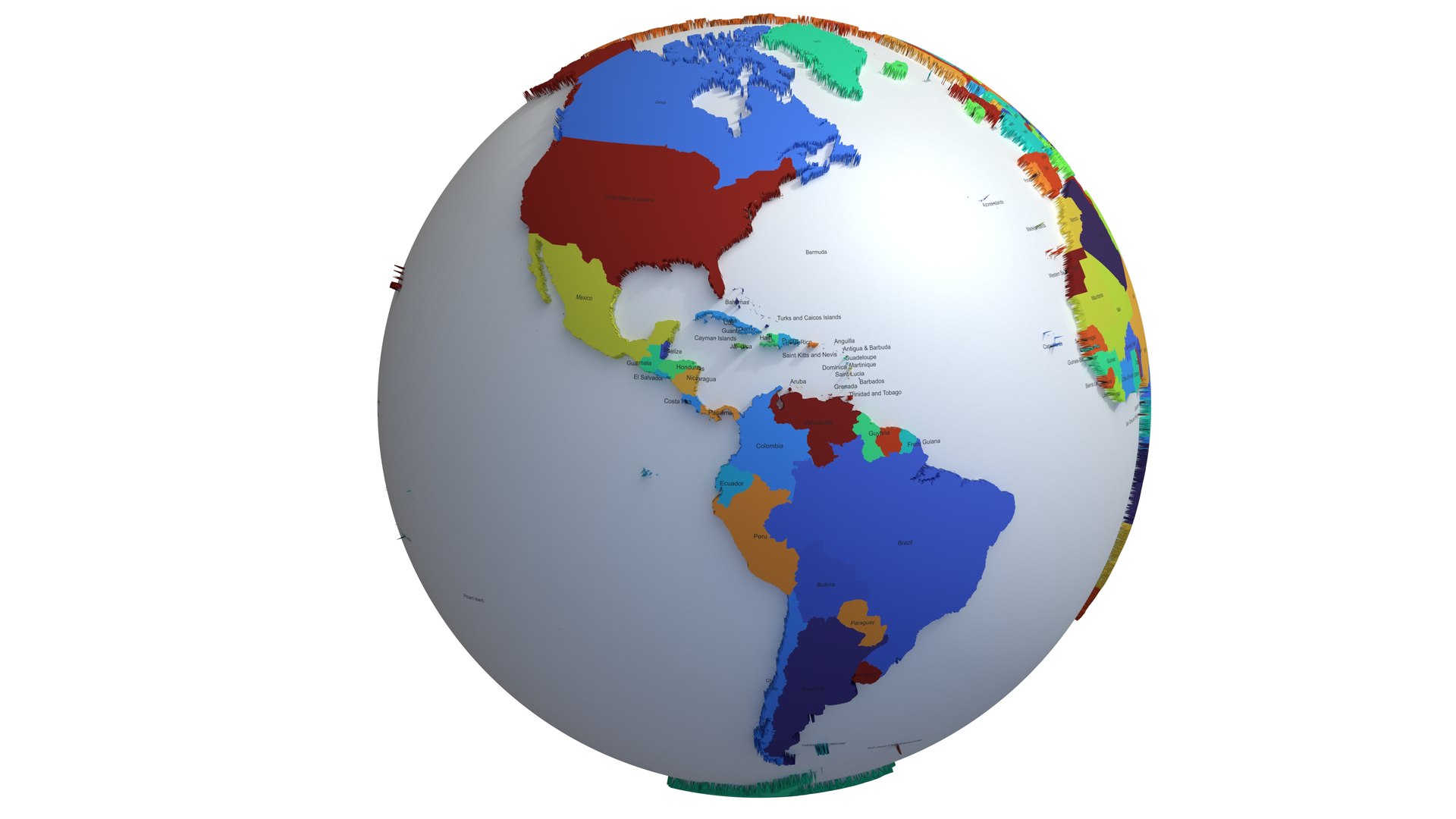 3D Earth Countries With Names 3D Globe - TurboSquid 2347387