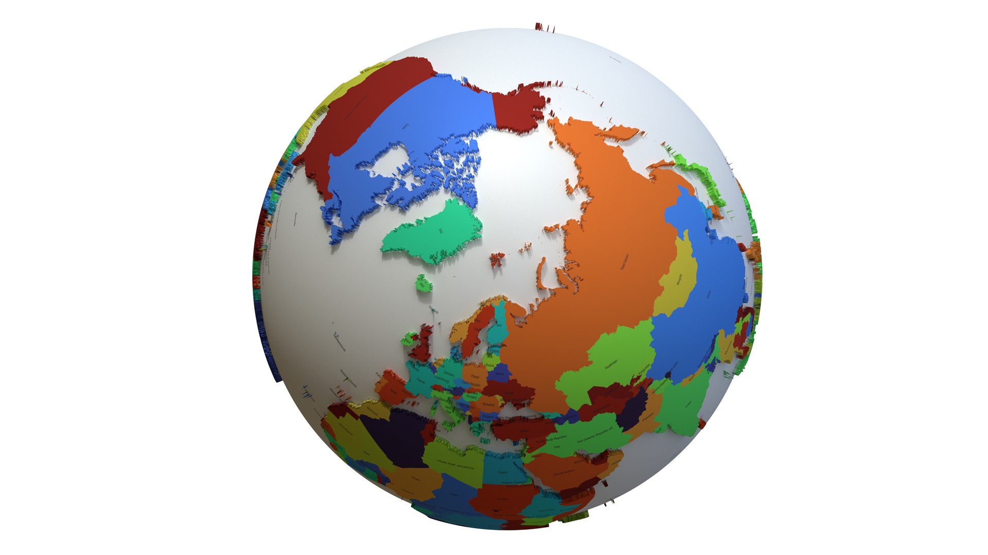 3D Earth Countries With Names 3D Globe - TurboSquid 2347387