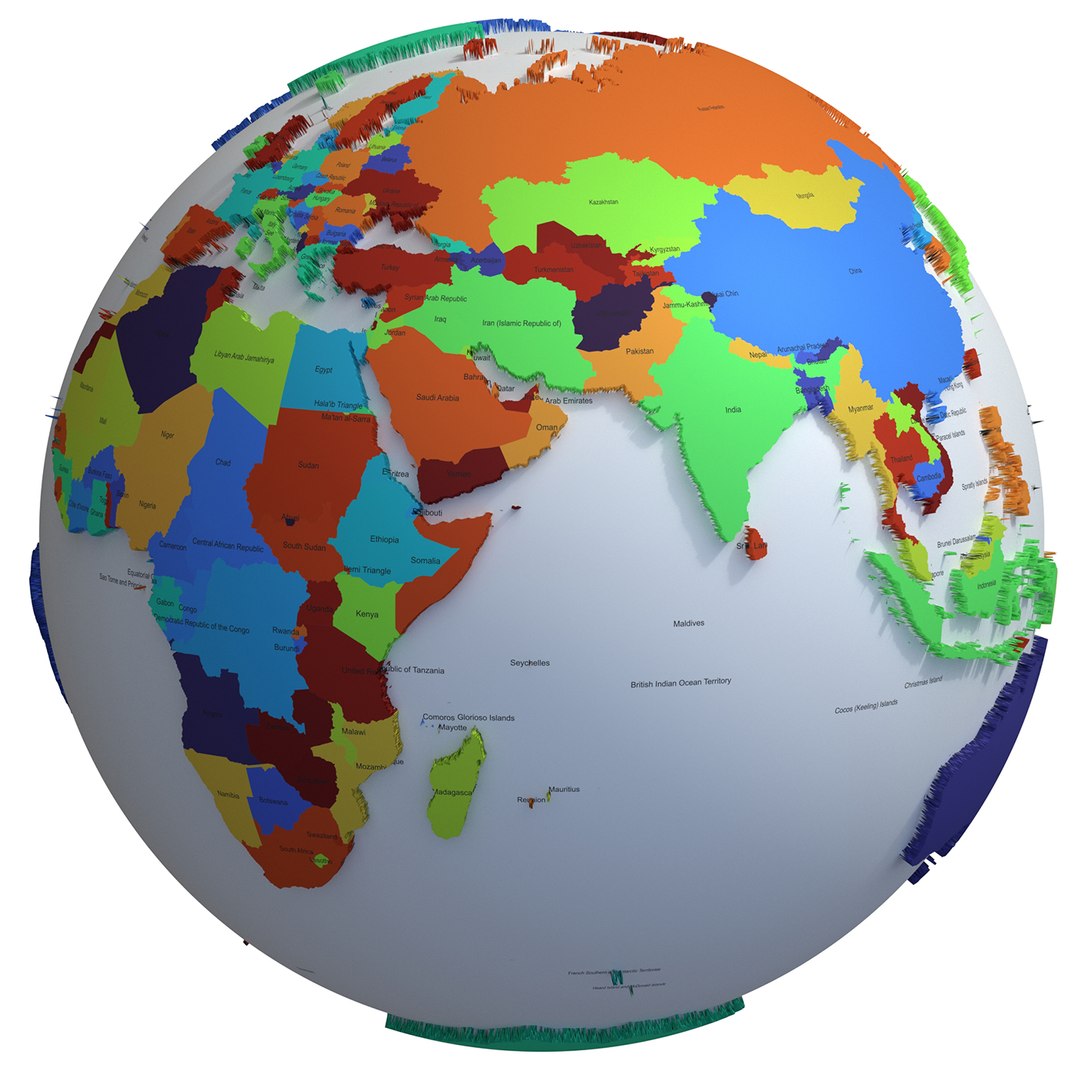 3D Earth Countries With Names 3D Globe - TurboSquid 2347387