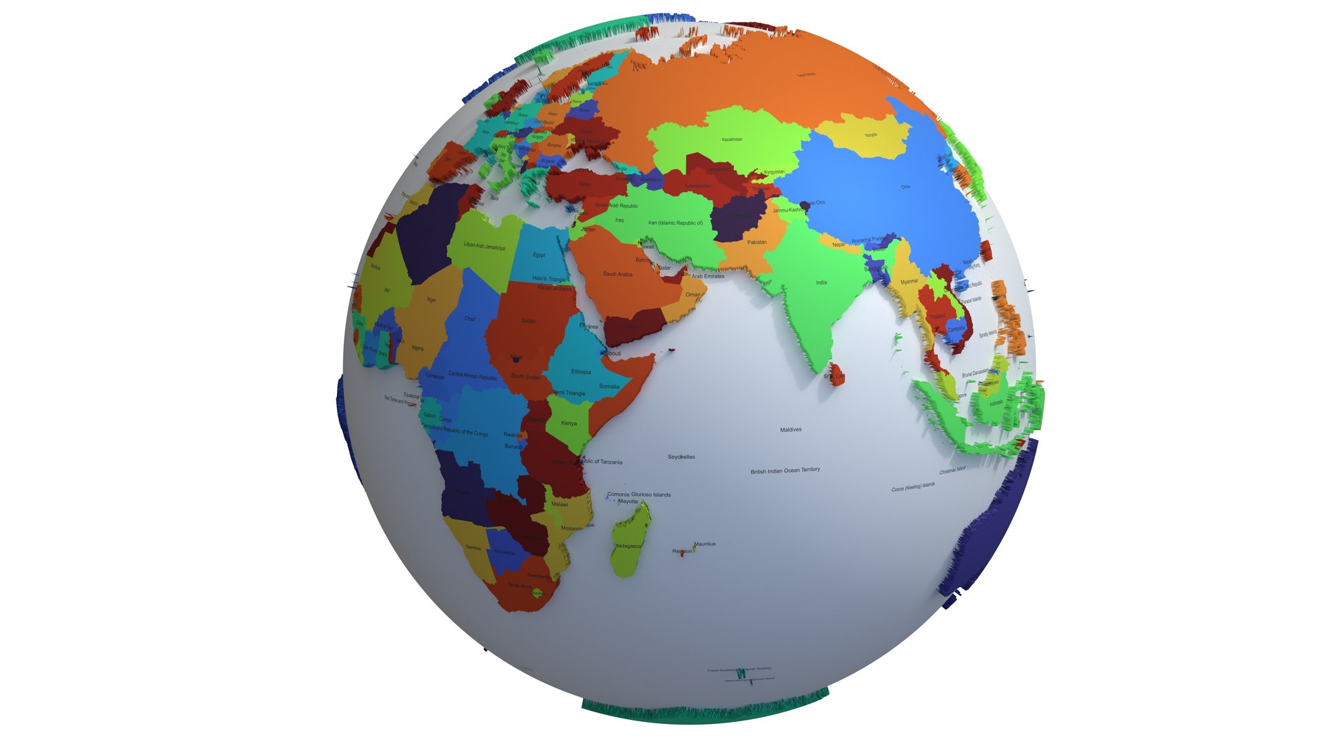 3D Earth Countries With Names 3D Globe - TurboSquid 2347387