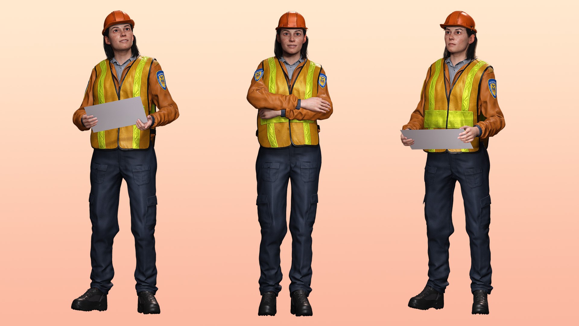 3D Female Construction Worker Character Model Model - TurboSquid 2328436