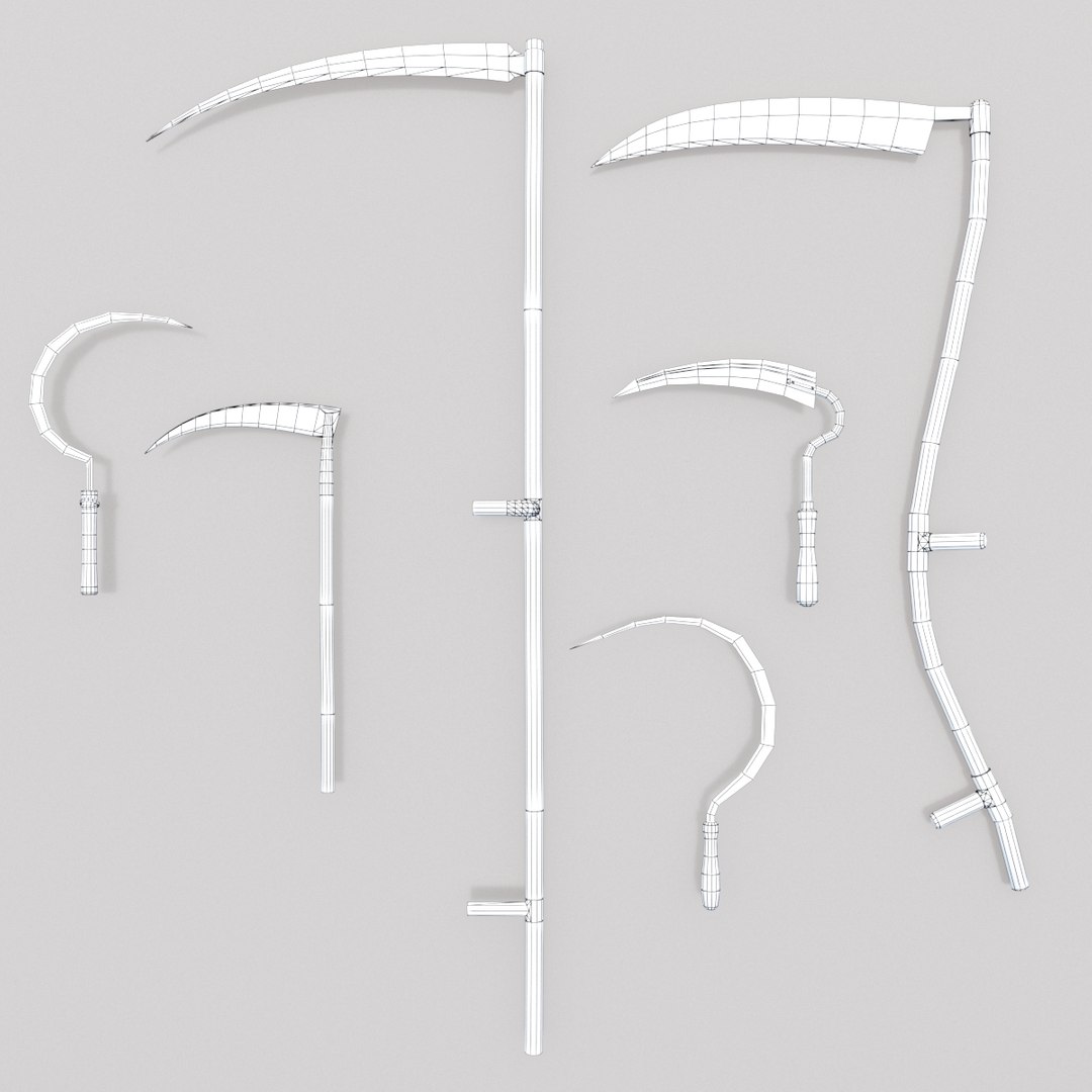 3D Pack of 6 Medieval Farm Scythe and Sickles model - TurboSquid 1725093