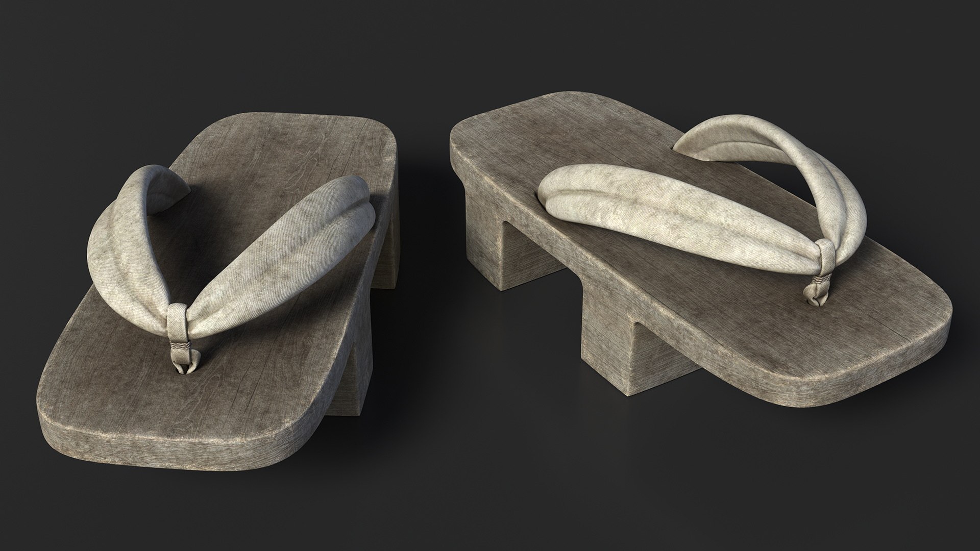 3D Old Geta Traditional Japanese Clogs - TurboSquid 2045866