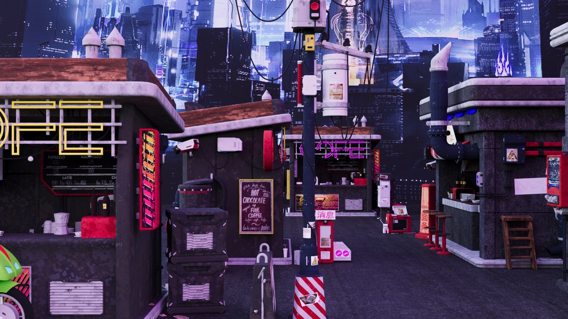 modelo 3d Calle Cyberpunk Stands - TurboSquid 2139023