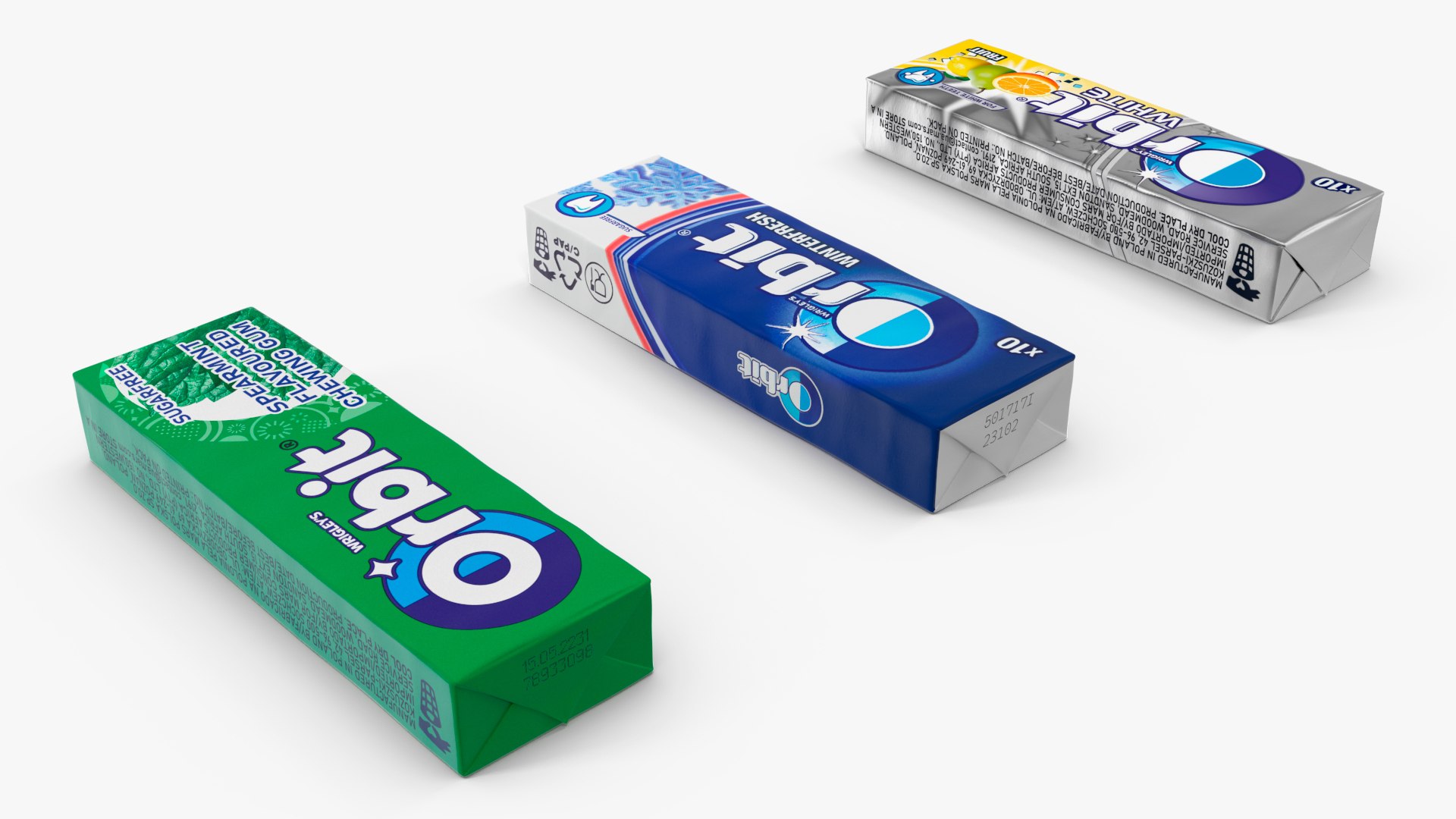 3D model Orbit Chewing Gum Set of Three Flavours - TurboSquid 2044760