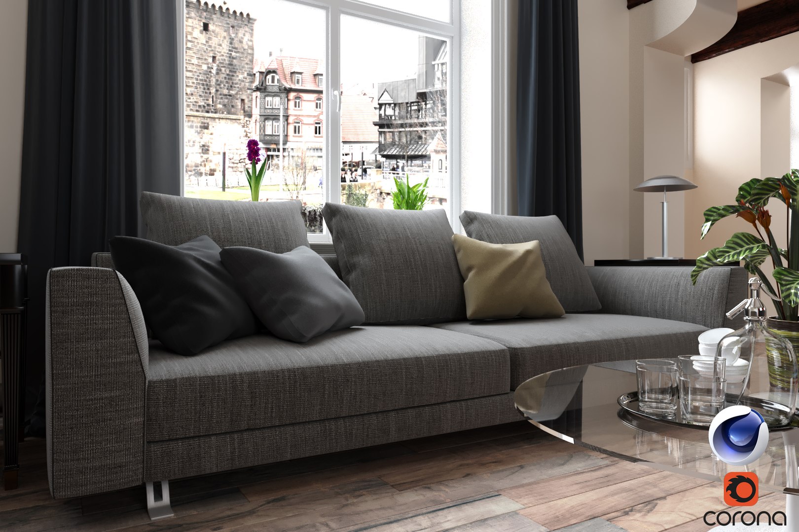 3D Living Room Corona Model - TurboSquid 1304567