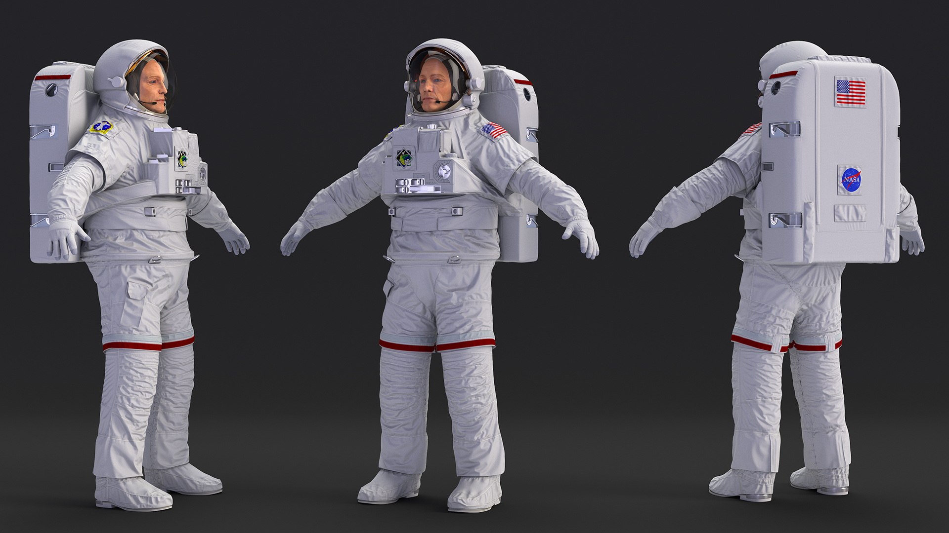 Astronaut Wearing Extravehicular Mobility Unit With Helmet 3D Model ...