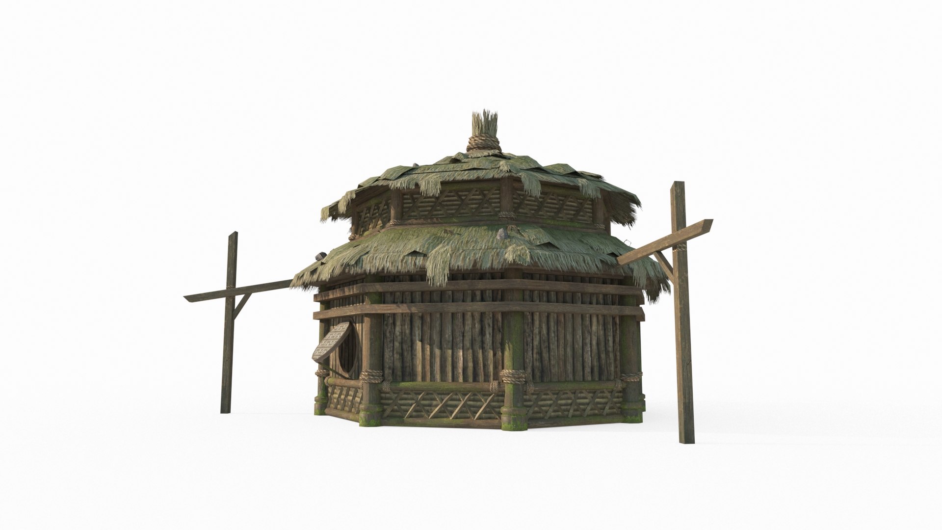 Single Room Thatched Hut In Ancient Asian Architecture 3D Model ...