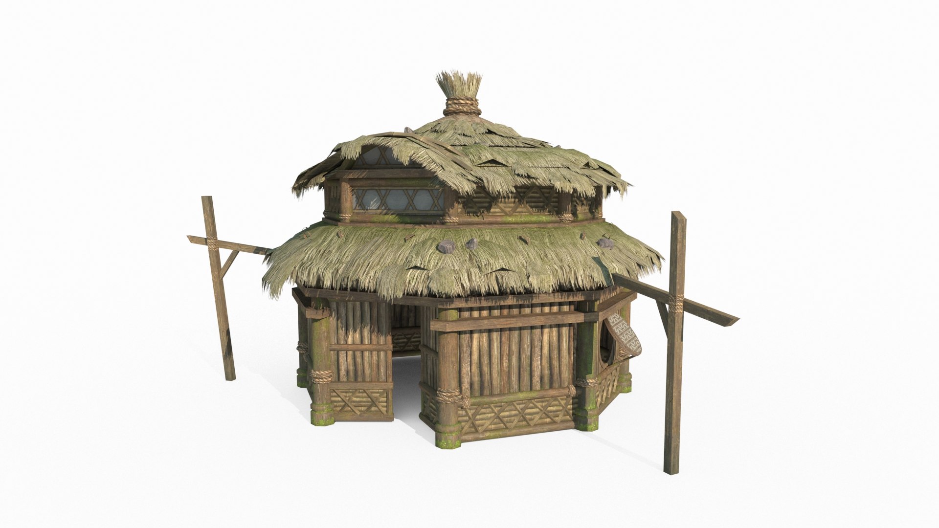 Single Room Thatched Hut In Ancient Asian Architecture 3D Model ...