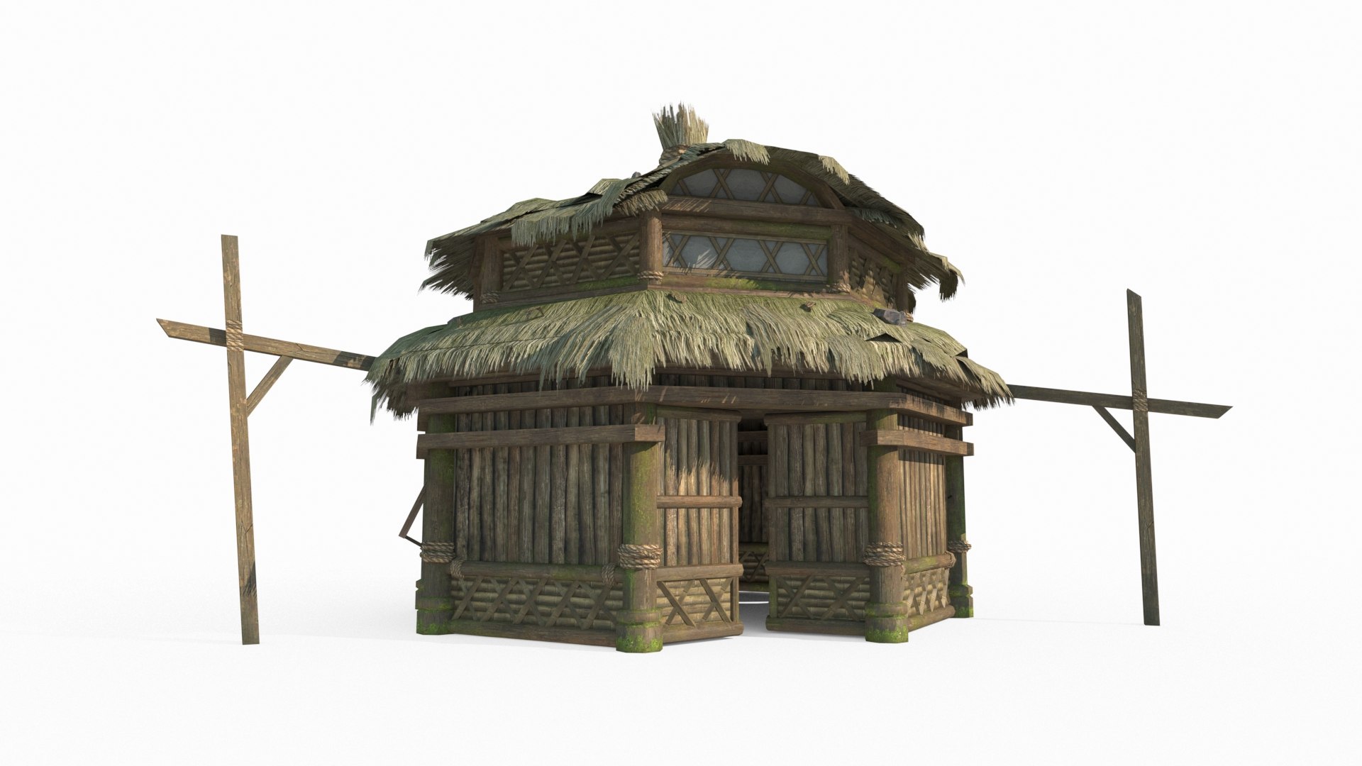 Single Room Thatched Hut In Ancient Asian Architecture 3D Model ...