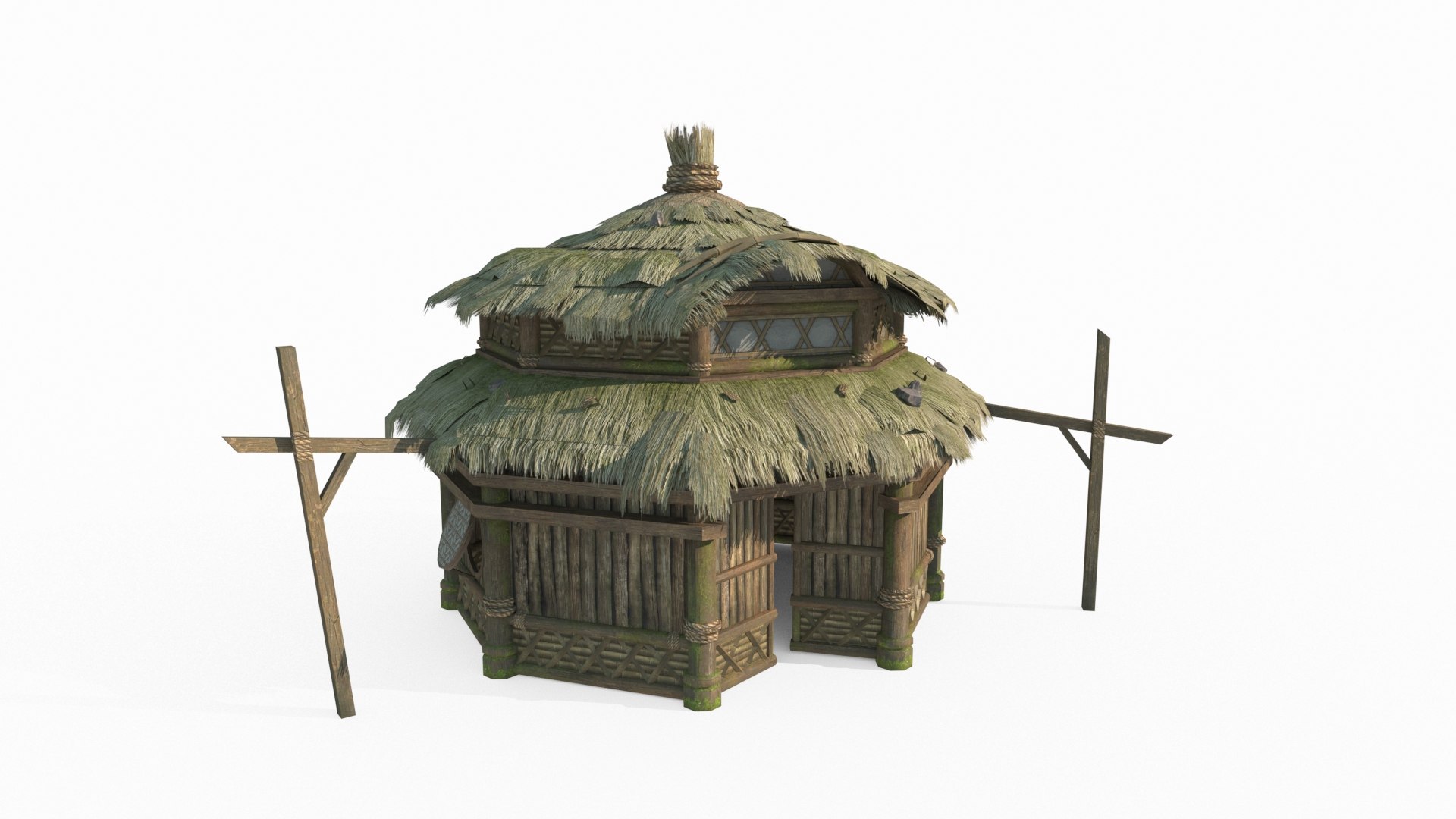 Single Room Thatched Hut In Ancient Asian Architecture 3D Model ...