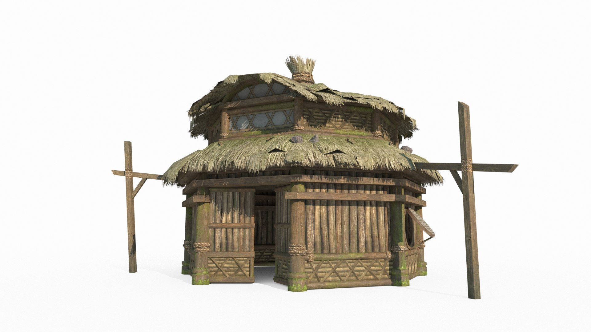 Single Room Thatched Hut In Ancient Asian Architecture 3D Model ...