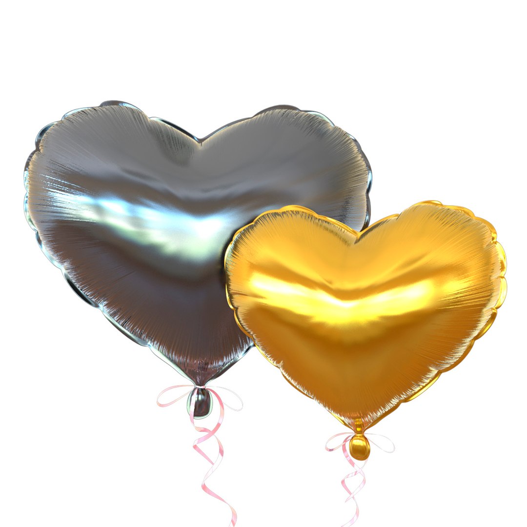 3D Balloons Two Hearts - TurboSquid 1938582