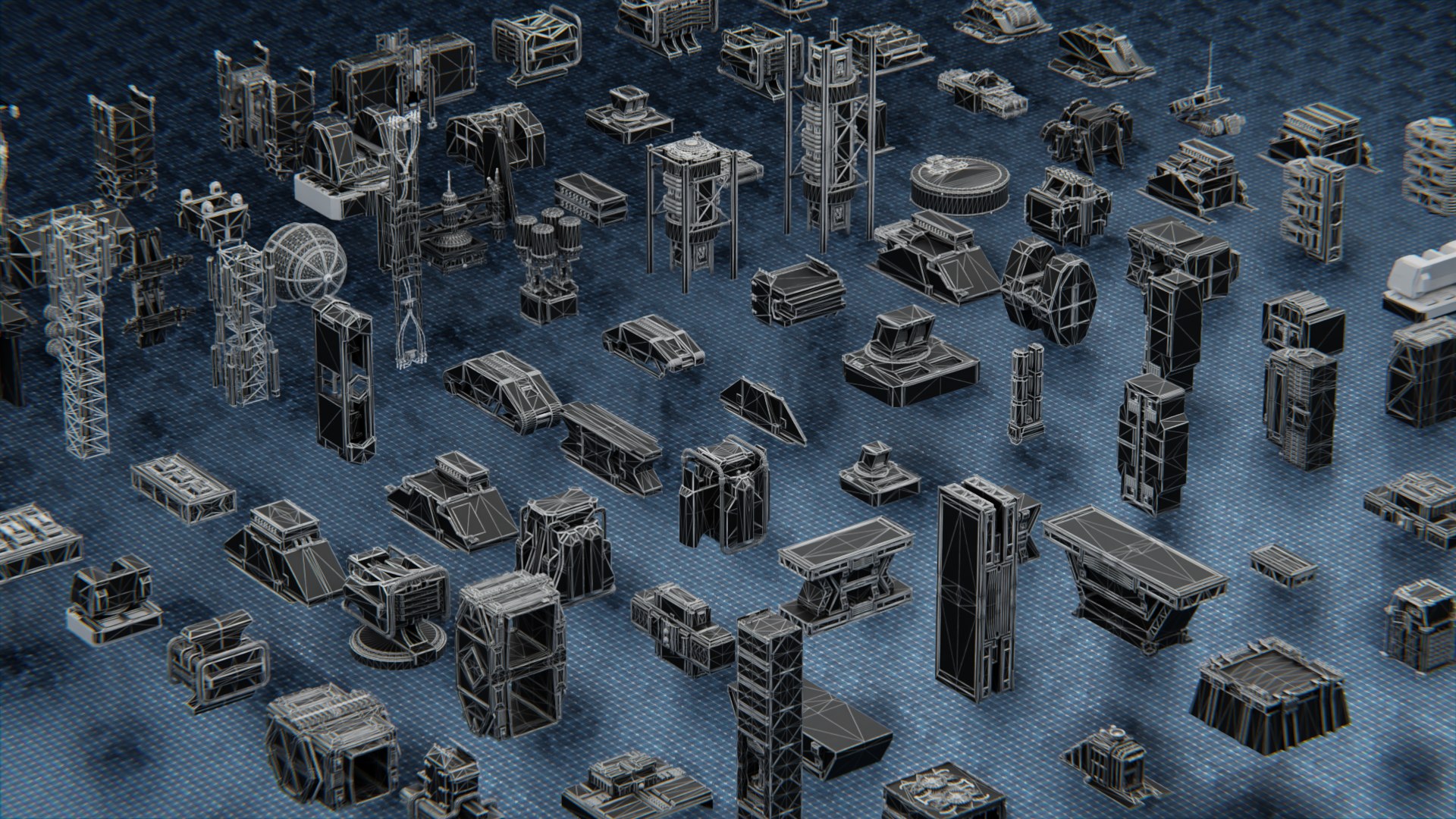 3D 3D SCIFI SPACECRAFT KITBASH - PACK - ASSET - PROP - GREEBLE Model - TurboSquid 2221797