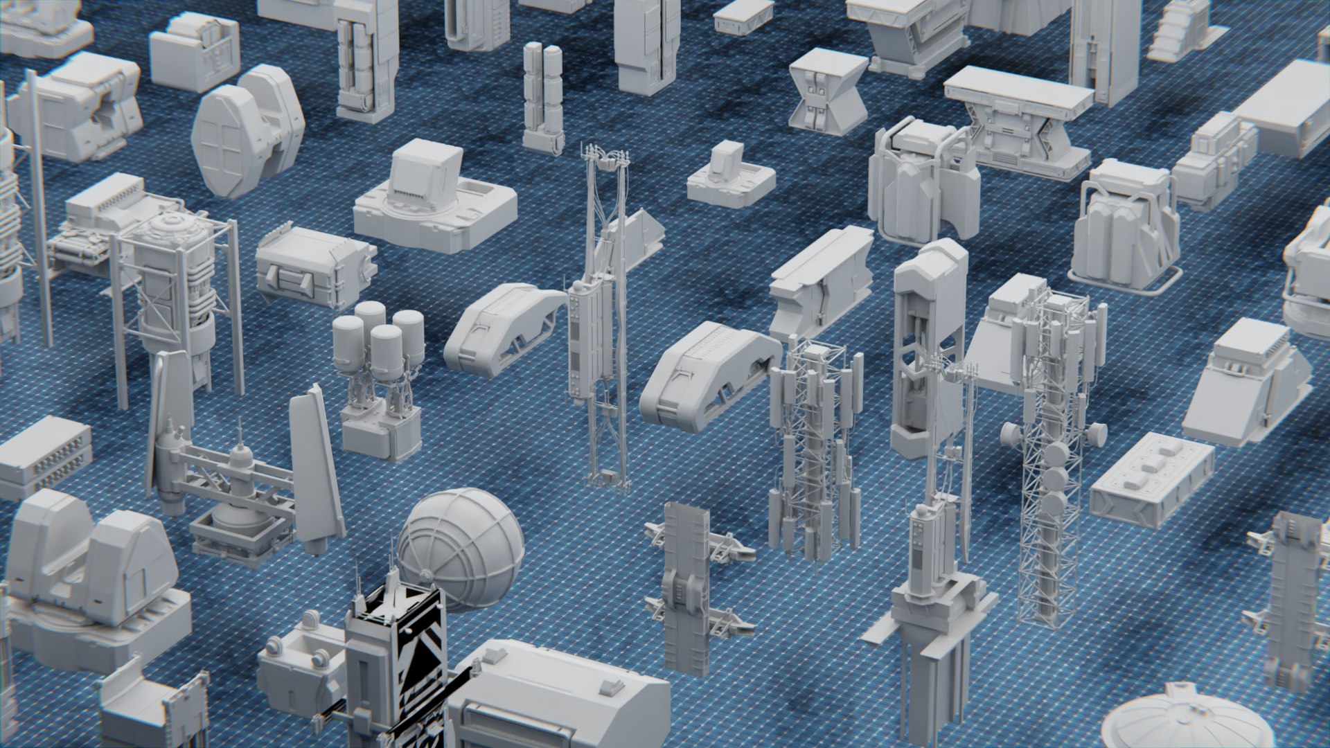 3D 3D SCIFI SPACECRAFT KITBASH - PACK - ASSET - PROP - GREEBLE Model ...