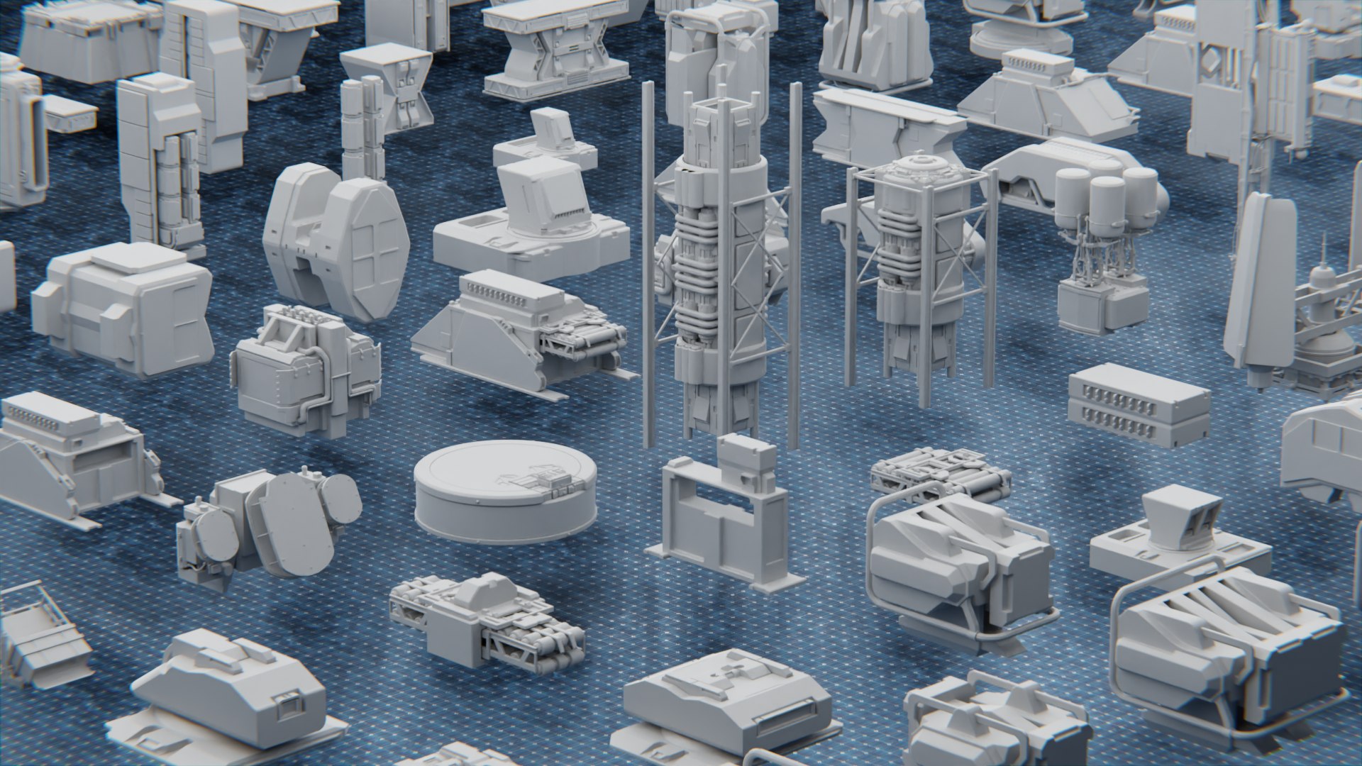 3D 3D SCIFI SPACECRAFT KITBASH - PACK - ASSET - PROP - GREEBLE Model ...
