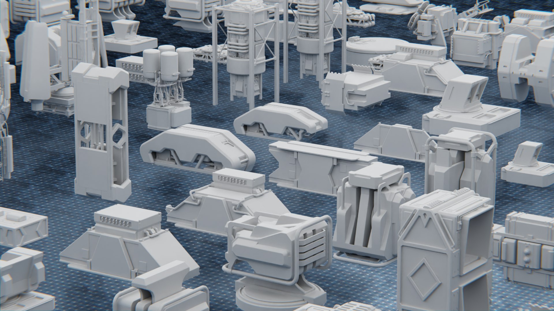 3D 3D SCIFI SPACECRAFT KITBASH - PACK - ASSET - PROP - GREEBLE Model ...