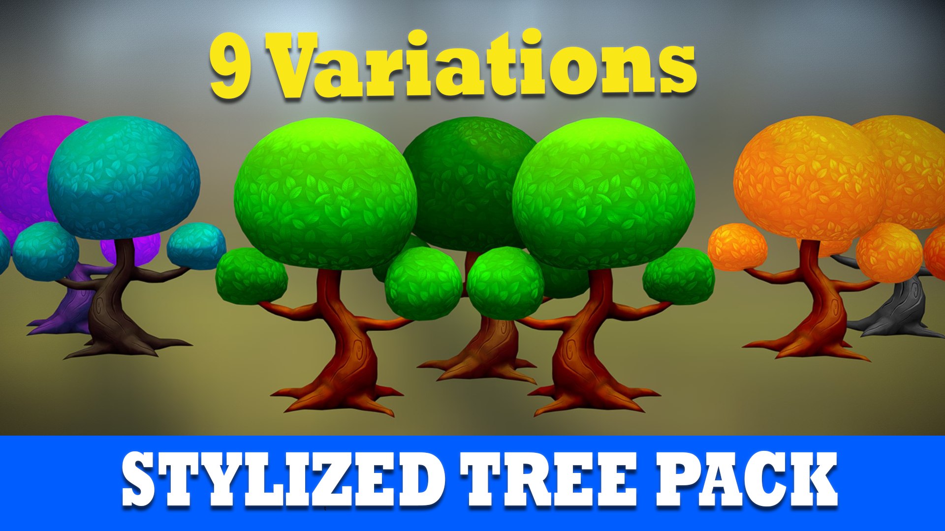 3D Cartoon Tree Pack Model - TurboSquid 2325915