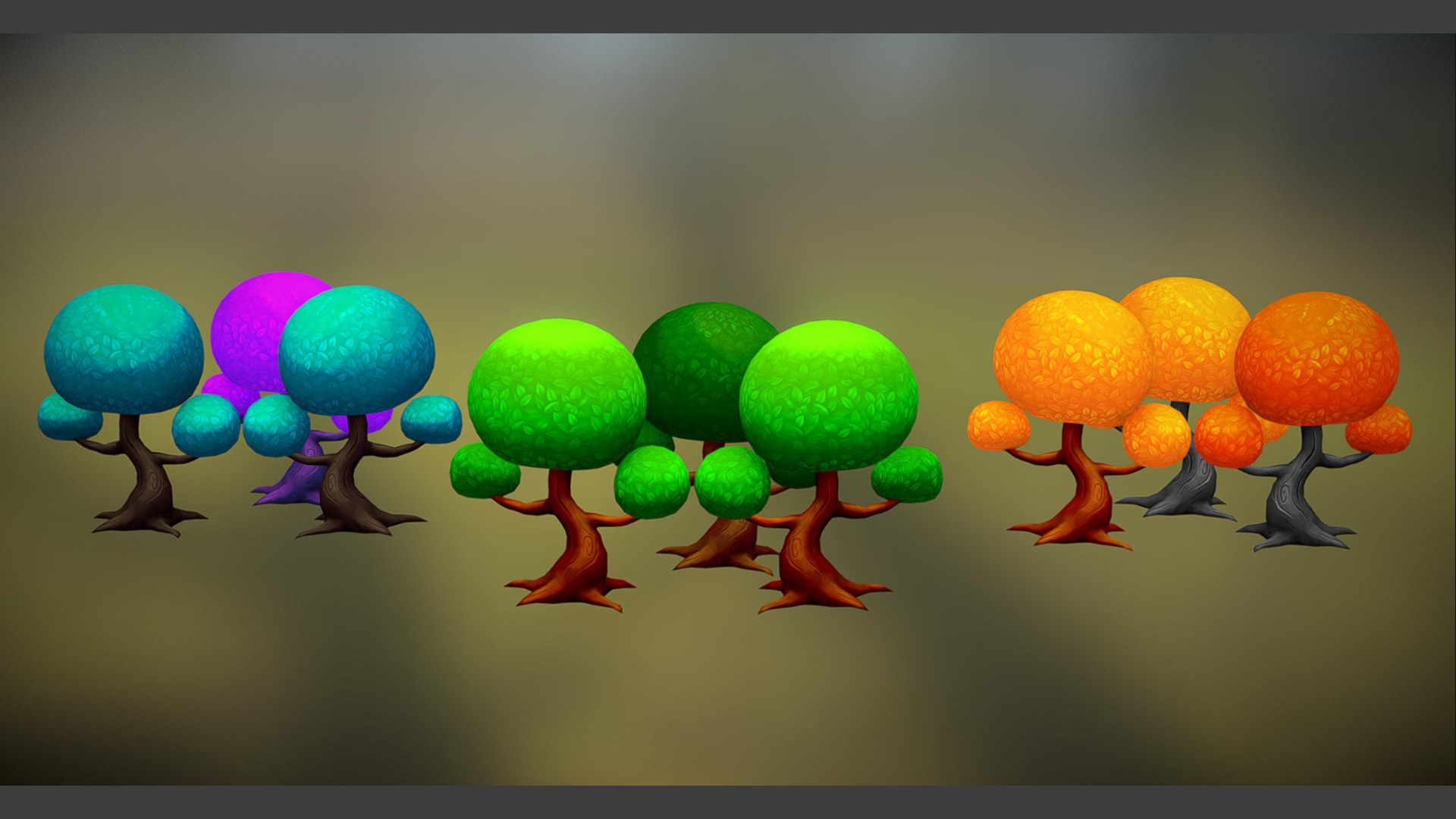 3D Cartoon Tree Pack Model - TurboSquid 2325915