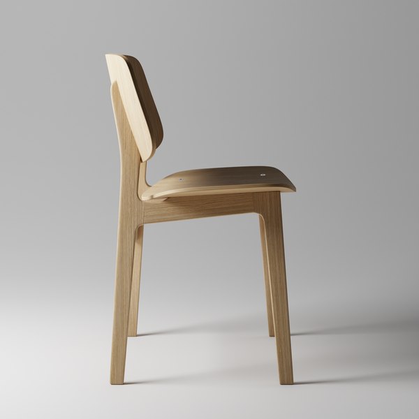 3D minimal modern wooden chair model - TurboSquid 1559295