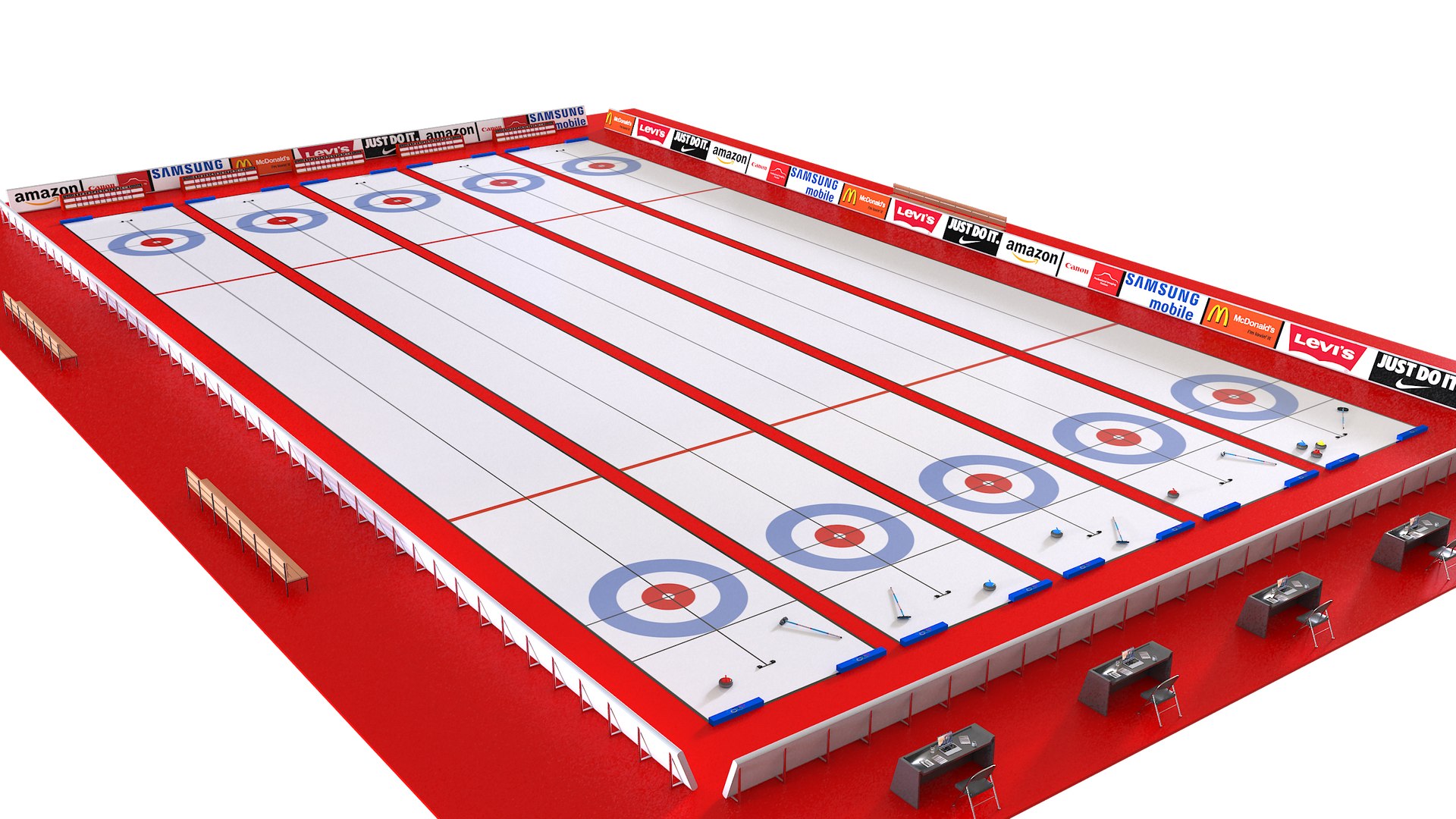 Curling Rink - Red 3D Model - TurboSquid 1910077
